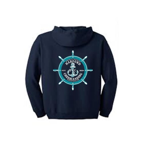Harford Cheerleading logo navy hood
